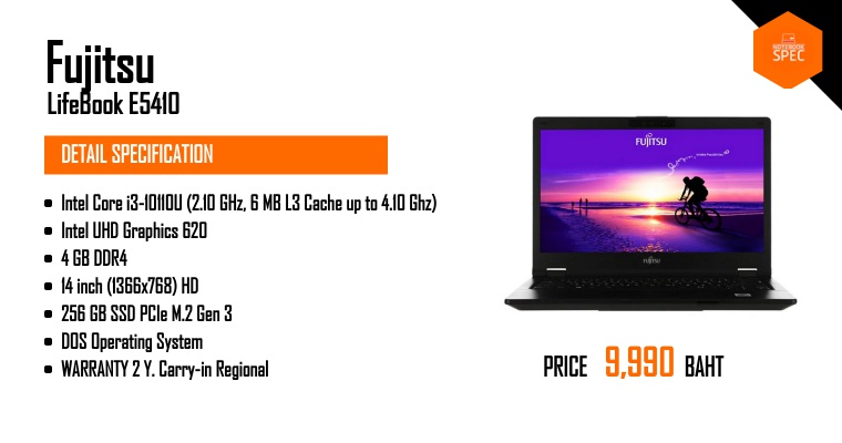 Fujitsu LifeBook E5410-5410TH00000111 ซีพียู Intel Core i3-10110U ...