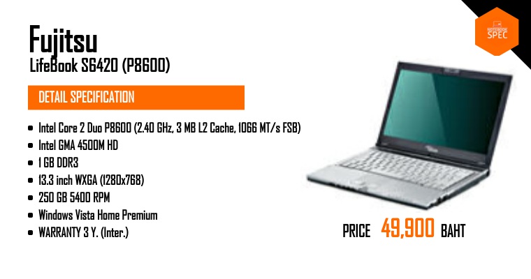 Fujitsu LifeBook S6420 (P8600)-FUJITSU LifeBook S6420 (P8600) ซีพียู ...