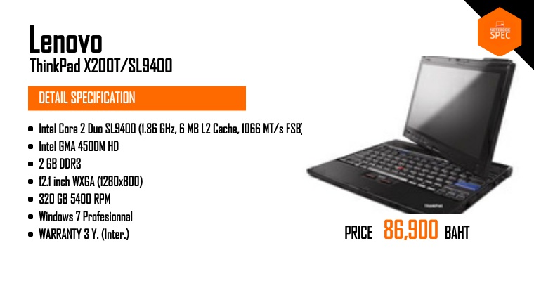 Lenovo ThinkPad X200T/SL9400-LENOVO ThinkPad X200T/SL9400 ซีพียู Intel ...