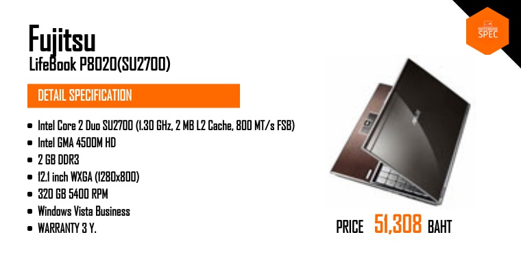 Fujitsu LifeBook P8020(SU2700)-FUJITSU LifeBook P8020(SU2700) ซีพียู ...