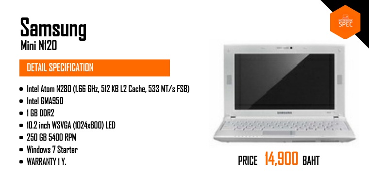 Samsung Mini N120-SAMSUNG Mini N120 ซีพียู Intel Atom N280 / Intel ...