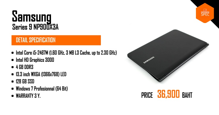Samsung Series 9 NP900X3A-B02TH ซีพียู Intel Core i5-2467M / Intel HD ...