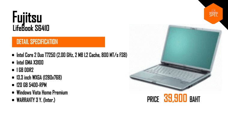Fujitsu LifeBook S6410-FUJITSU LifeBook S6410 ซีพียู Intel Core 2 Duo ...