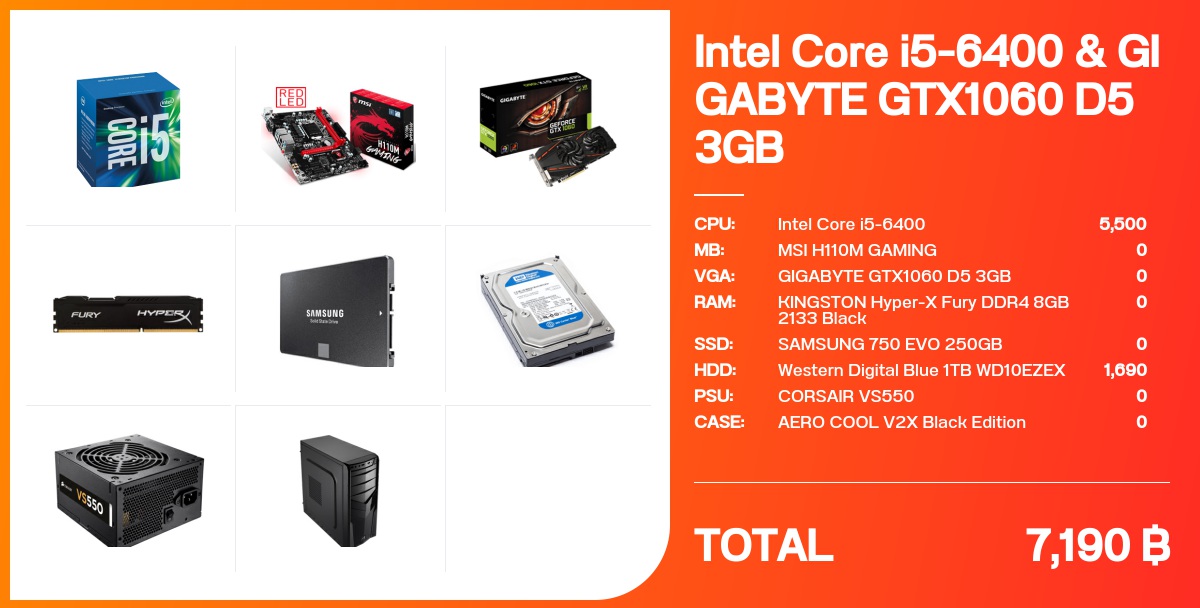Intel Core i5-6400 & GIGABYTE GTX1060 D5 3GB - จัดสเปค - Notebookspec