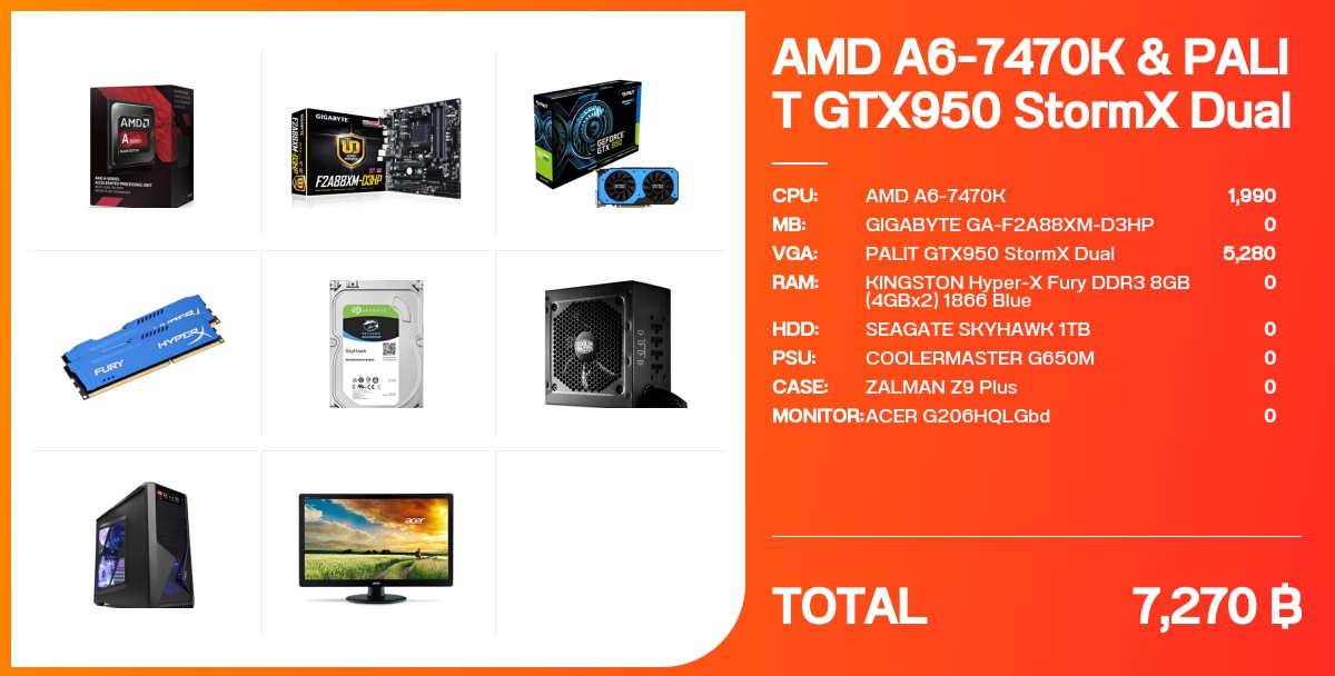 AMD A6-7470K & PALIT GTX950 StormX Dual - จัดสเปค - Notebookspec