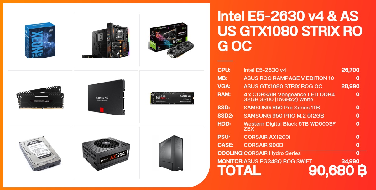 Intel E5-2630 v4 & ASUS GTX1080 STRIX ROG OC - จัดสเปค - Notebookspec