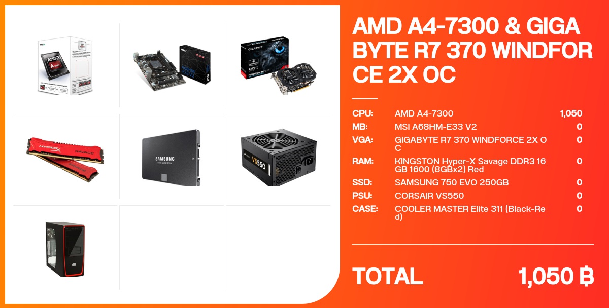 AMD A4-7300 & GIGABYTE R7 370 WINDFORCE 2X OC - จัดสเปค - Notebookspec