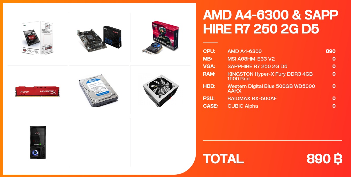 AMD A4-6300 & SAPPHIRE R7 250 2G D5 - จัดสเปค - Notebookspec