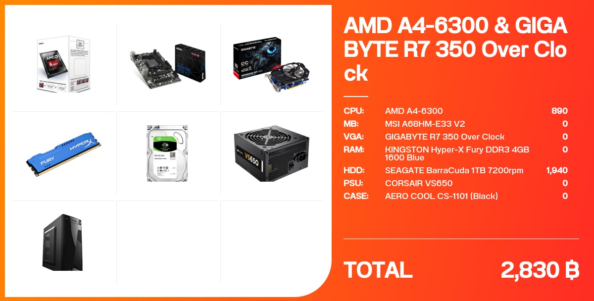 AMD A4-6300 & GIGABYTE R7 350 Over Clock - จัดสเปค - Notebookspec