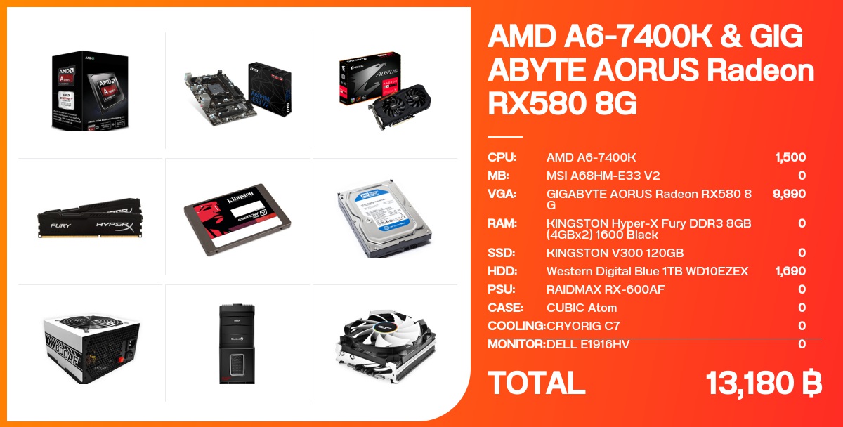 AMD A6-7400K & GIGABYTE AORUS Radeon RX580 8G - จัดสเปค - Notebookspec