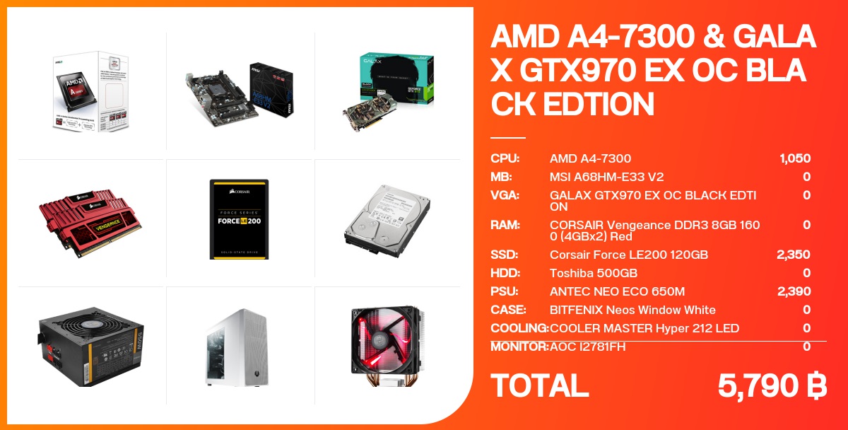 AMD A4-7300 & GALAX GTX970 EX OC BLACK EDTION - จัดสเปค - Notebookspec