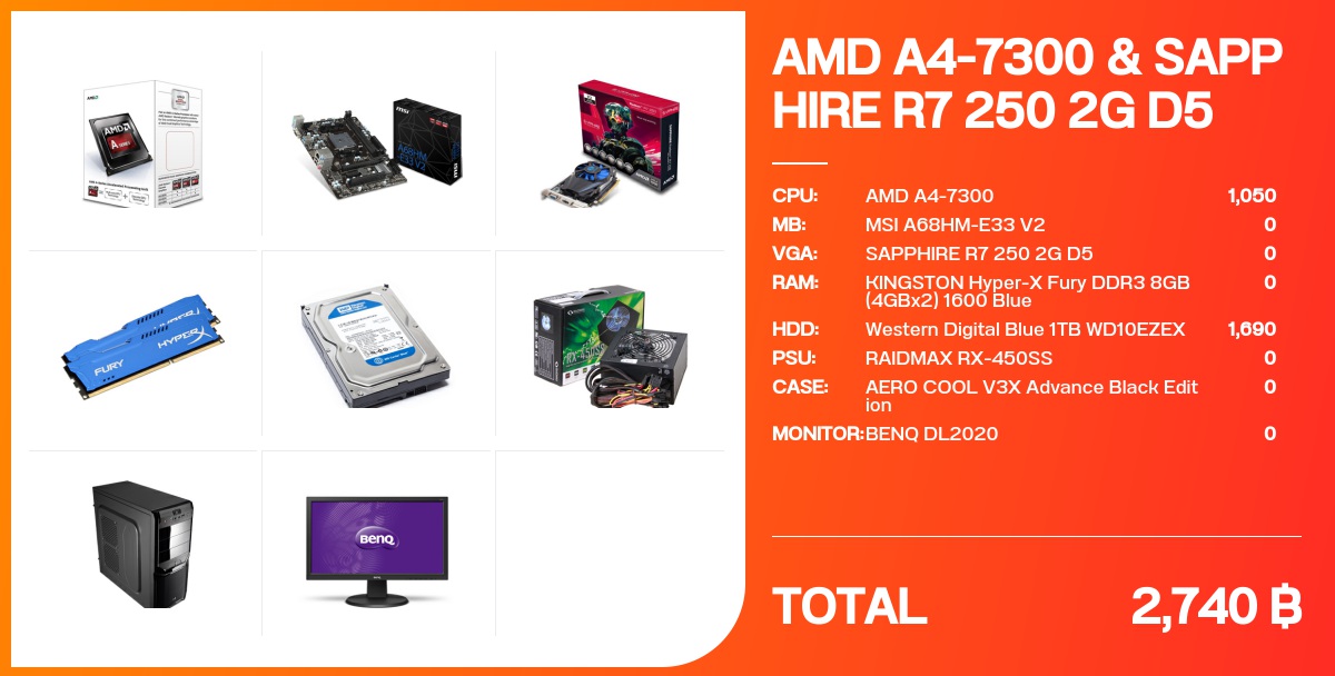 AMD A4-7300 & SAPPHIRE R7 250 2G D5 - จัดสเปค - Notebookspec