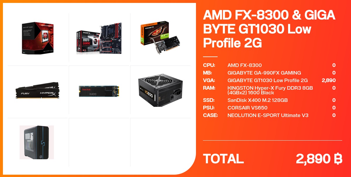 AMD FX-8300 & GIGABYTE GT1030 Low Profile 2G - จัดสเปค - Notebookspec