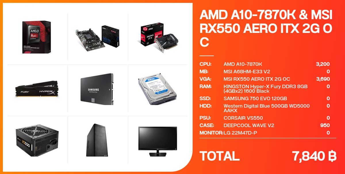 AMD A10-7870K & MSI RX550 AERO ITX 2G OC - จัดสเปค - Notebookspec