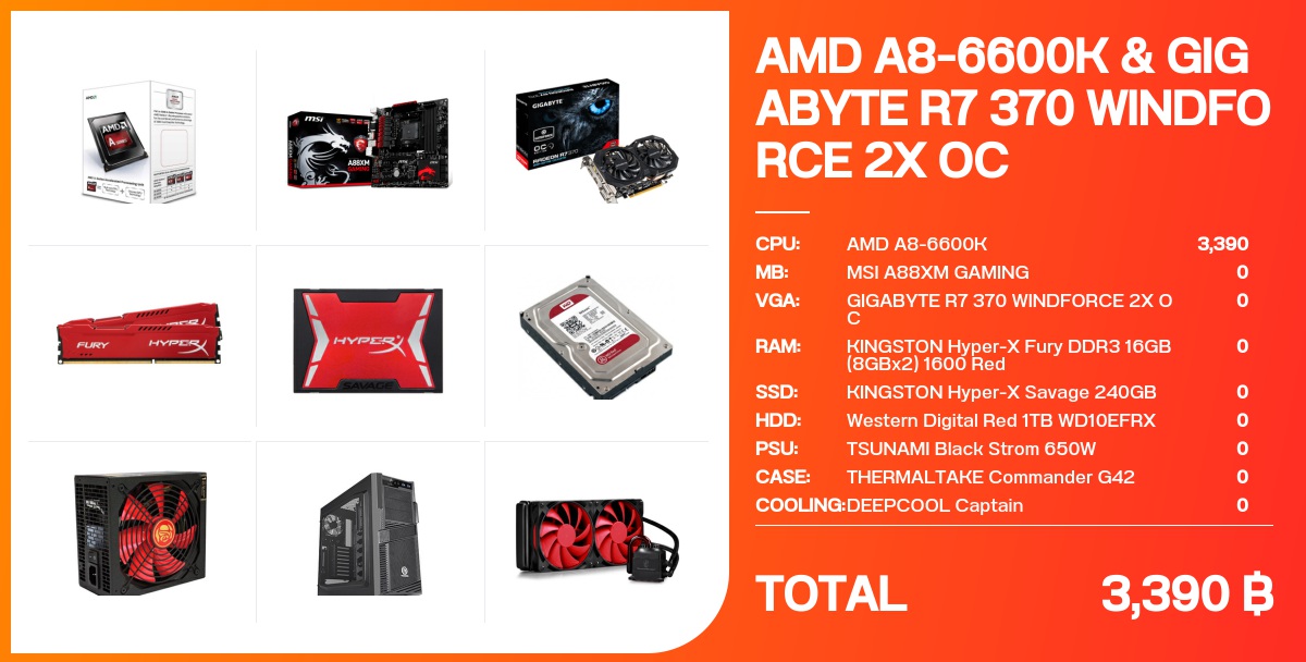 AMD A8-6600K & GIGABYTE R7 370 WINDFORCE 2X OC - จัดสเปค - Notebookspec