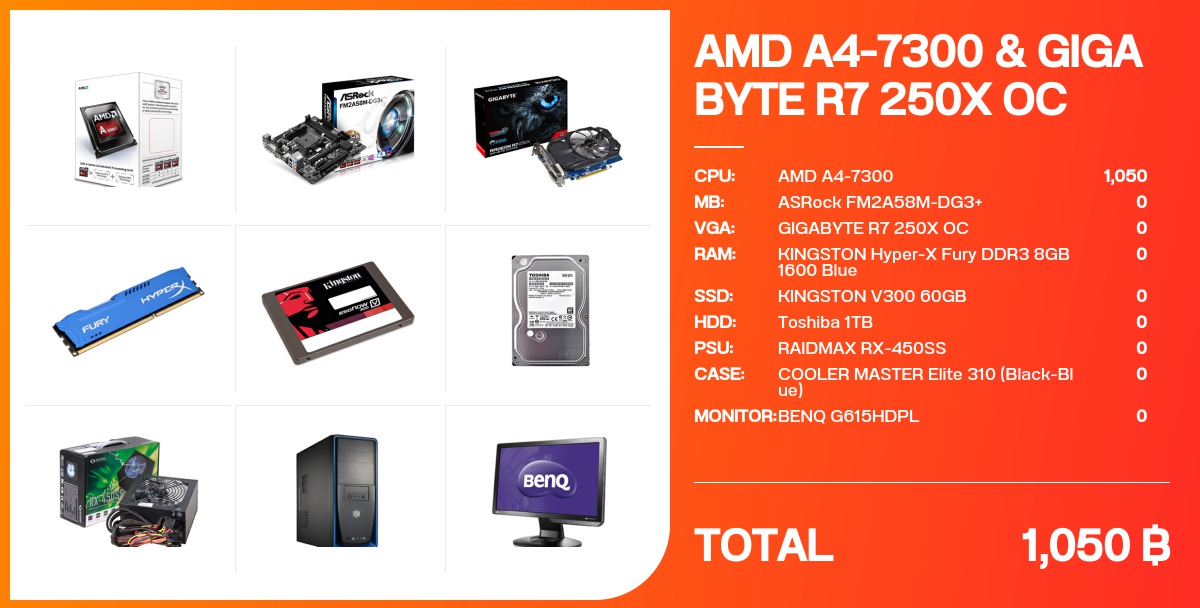 AMD A4-7300 & GIGABYTE R7 250X OC - จัดสเปค - Notebookspec
