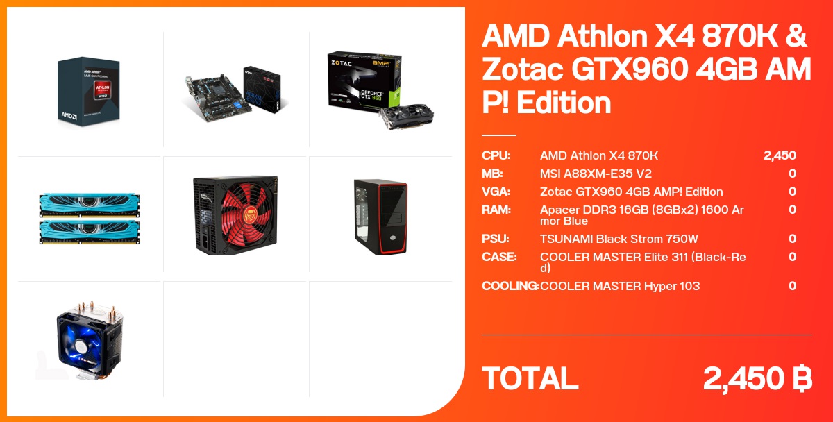 AMD Athlon X4 870K & Zotac GTX960 4GB AMP! Edition - จัดสเปค - Notebookspec