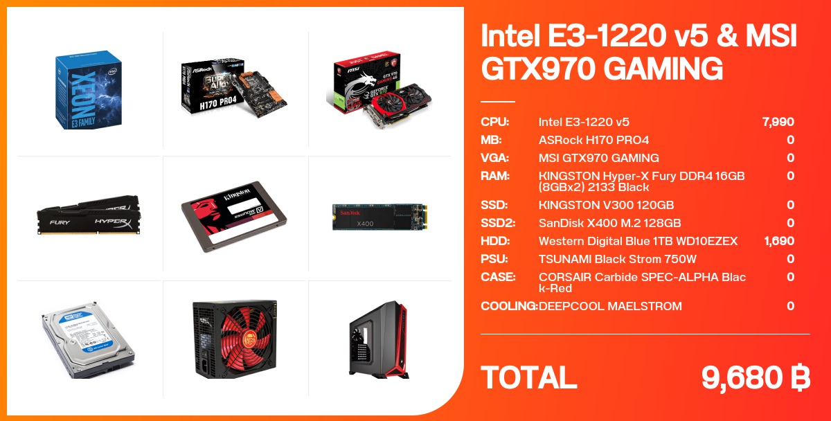 INTEL E3-1220 v5 & MSI GTX970 GAMING - จัดสเปค - Notebookspec