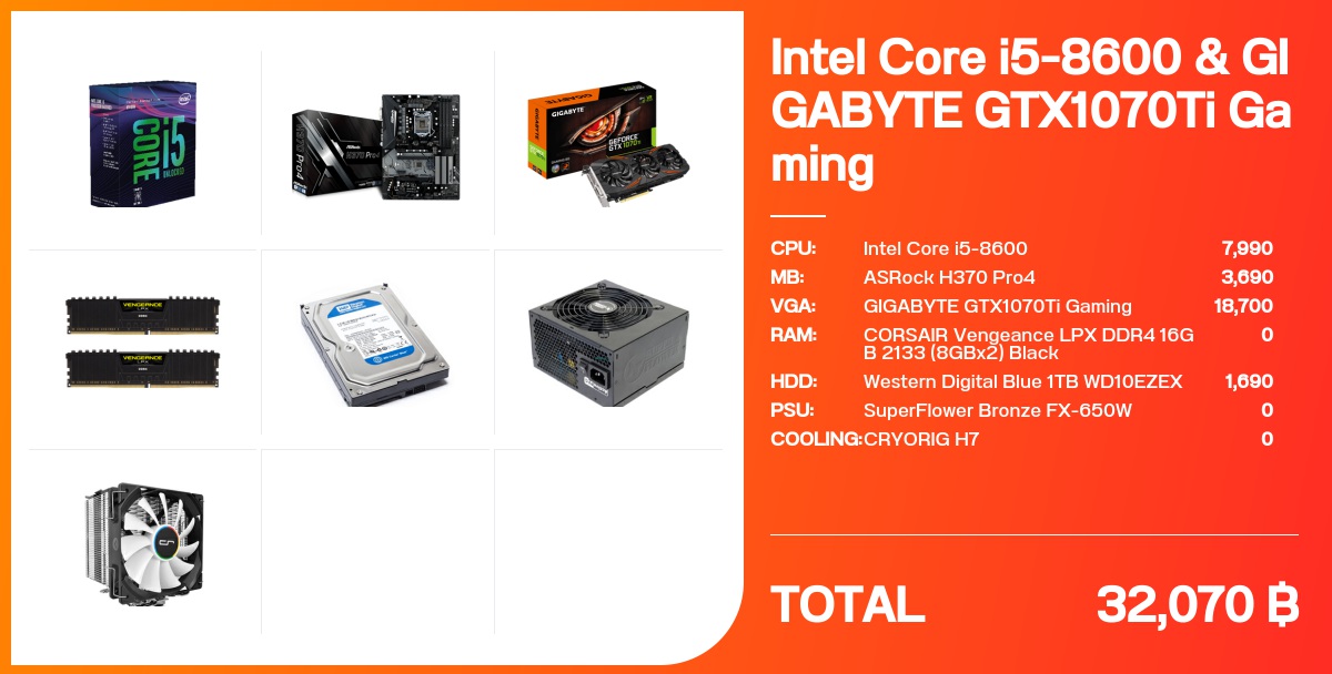Intel Core i5-8600 & GIGABYTE GTX1070Ti Gaming - จัดสเปค - Notebookspec