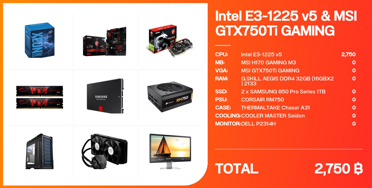 INTEL E3-1225 v5 & MSI GTX750Ti GAMING - จัดสเปค - Notebookspec
