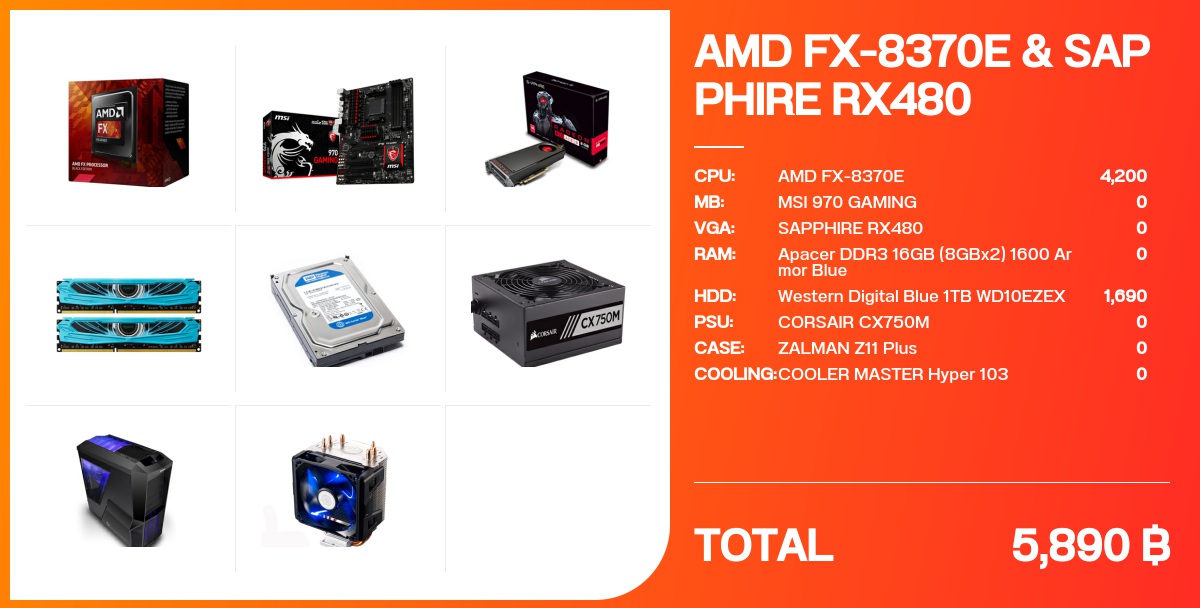 AMD FX-8370E & SAPPHIRE RX480 - จัดสเปค - Notebookspec