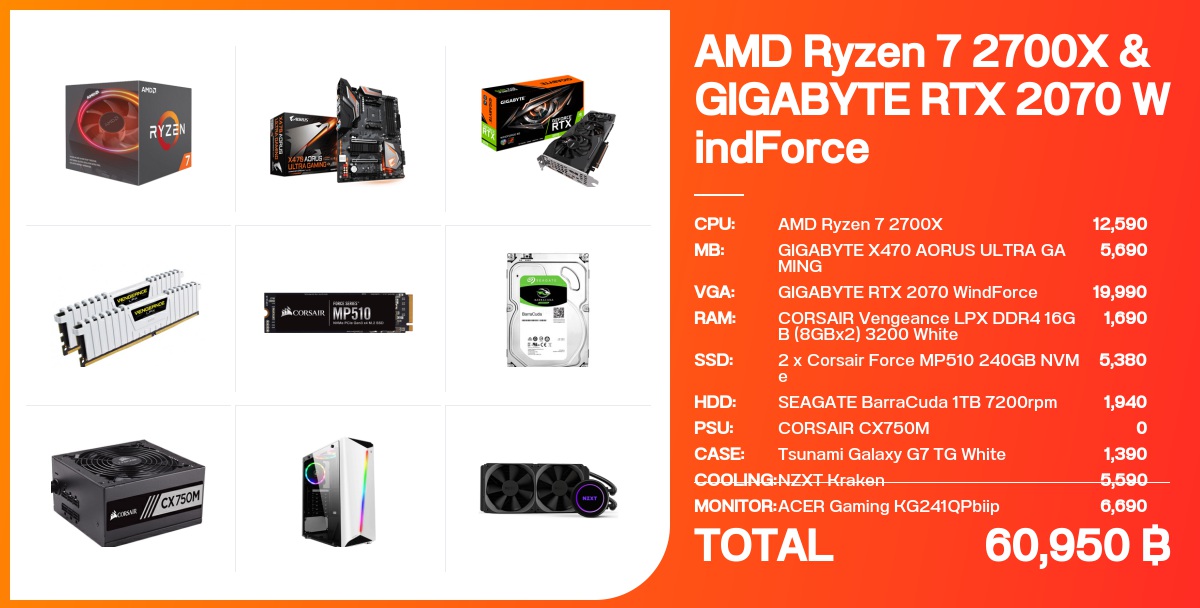 AMD Ryzen 7 2700X & GIGABYTE RTX 2070 WindForce - จัดสเปค - Notebookspec