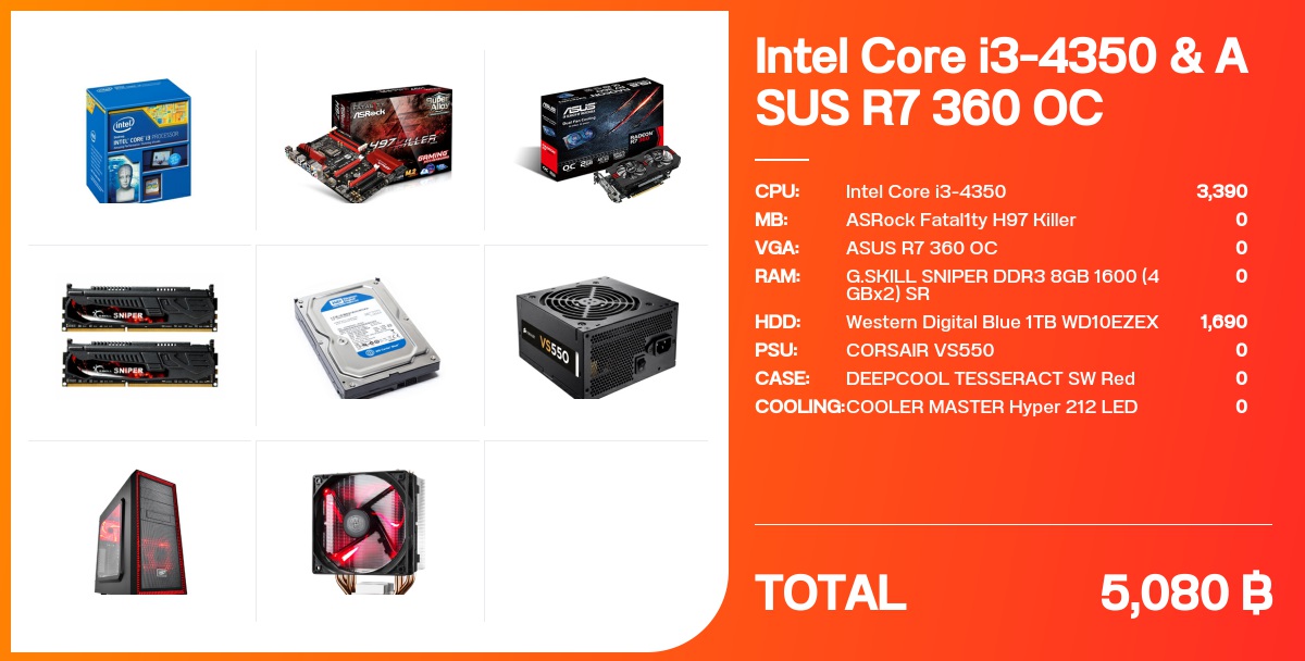 INTEL Core i3-4350 & ASUS R7 360 OC - จัดสเปค - Notebookspec