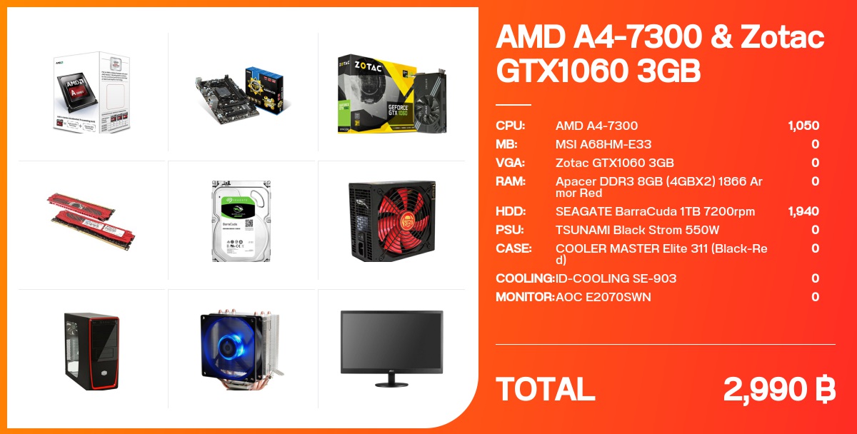 AMD A4-7300 & Zotac GTX1060 3GB - จัดสเปค - Notebookspec