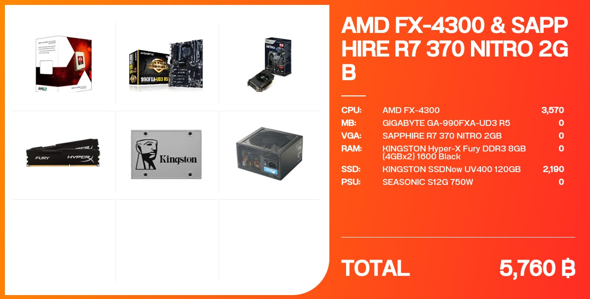 AMD FX-4300 & SAPPHIRE R7 370 NITRO 2GB - จัดสเปค - Notebookspec