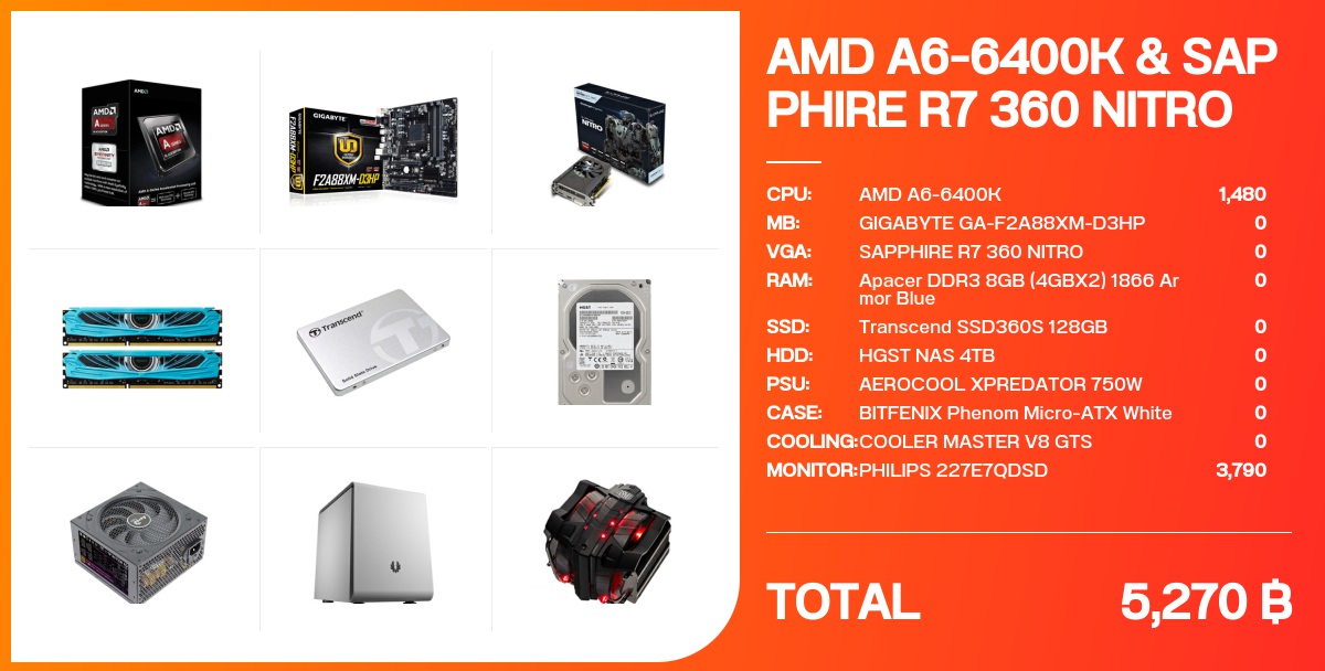 AMD A6-6400K & SAPPHIRE R7 360 NITRO - จัดสเปค - Notebookspec