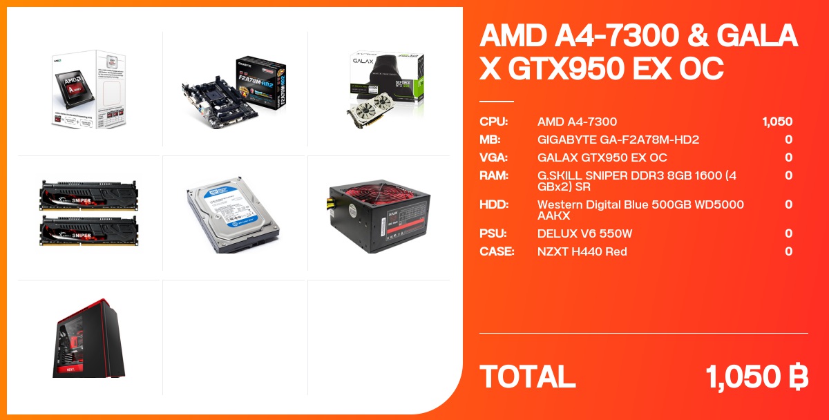 AMD A4-7300 & GALAX GTX950 EX OC - จัดสเปค - Notebookspec