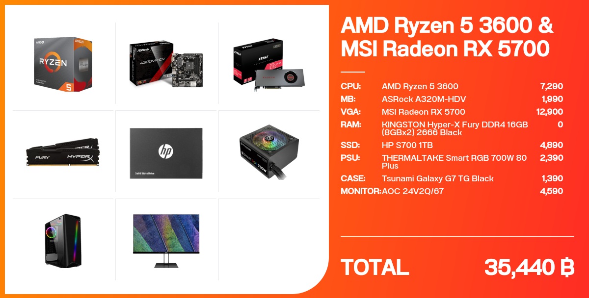 AMD Ryzen 5 3600 & MSI Radeon RX 5700 - จัดสเปค - Notebookspec