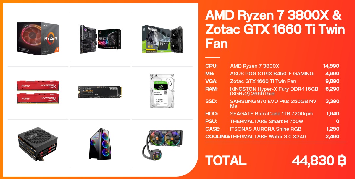 AMD Ryzen 7 3800X & Zotac GTX 1660 Ti Twin Fan - จัดสเปค - Notebookspec