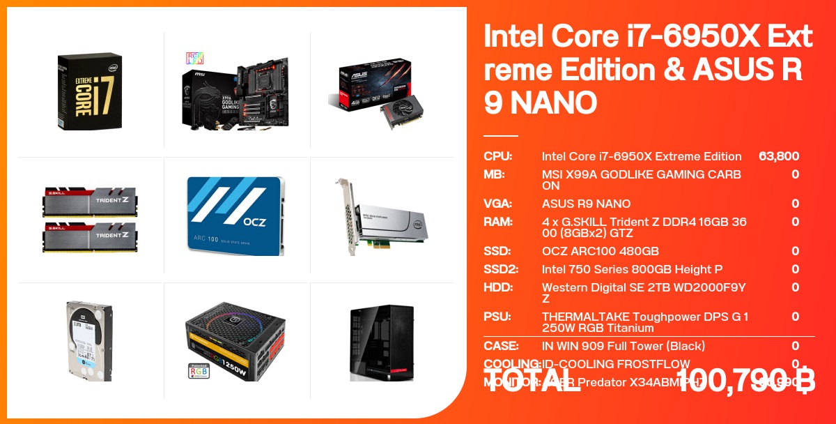 Intel Core i7-6950X Extreme Edition & ASUS R9 NANO - จัดสเปค - Notebookspec