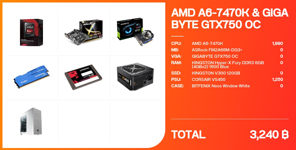 AMD A6-7470K & GIGABYTE GTX750 OC - จัดสเปค - Notebookspec