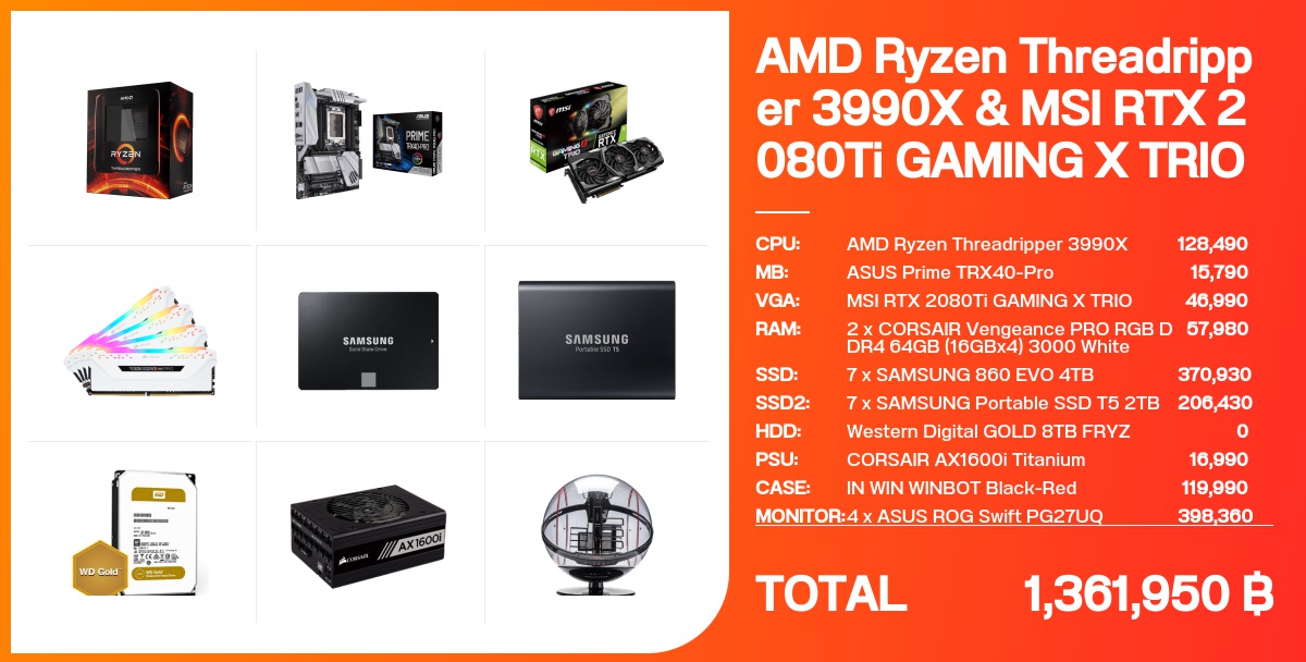 AMD Ryzen Threadripper 3990X & MSI RTX 2080Ti GAMING X TRIO - จัดสเปค - Notebookspec