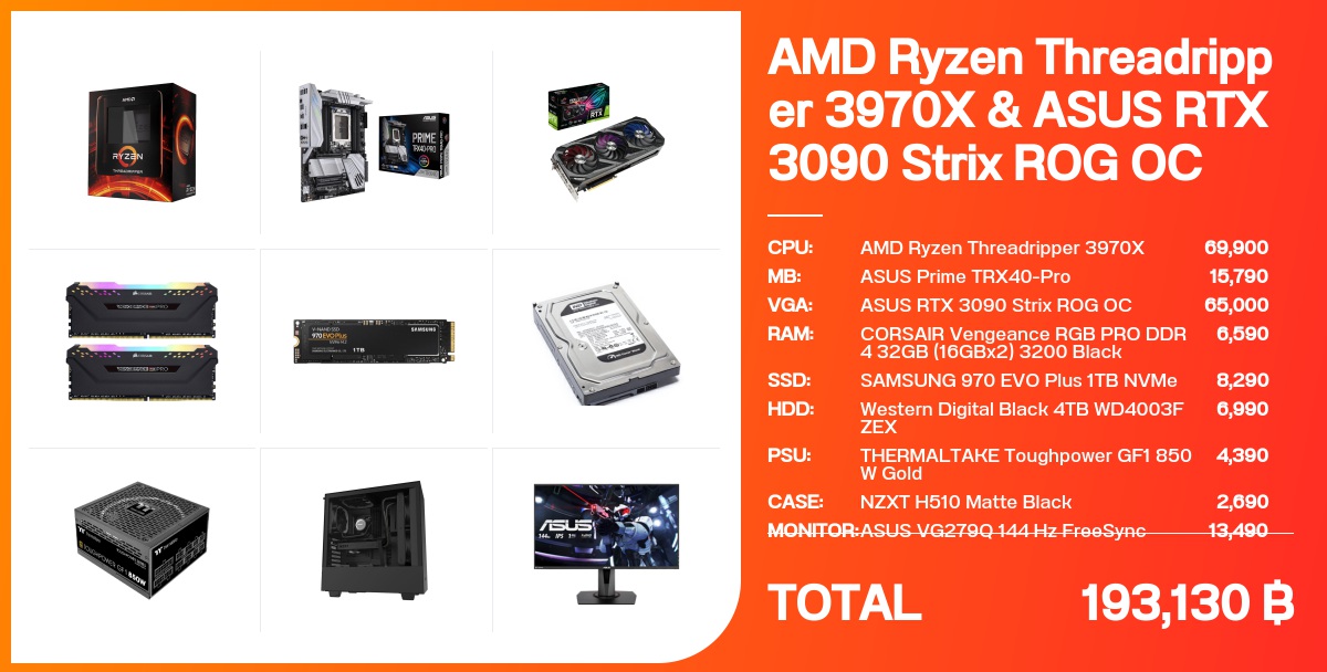 AMD Ryzen Threadripper 3970X & ASUS RTX 3090 Strix ROG OC - จัดสเปค ...