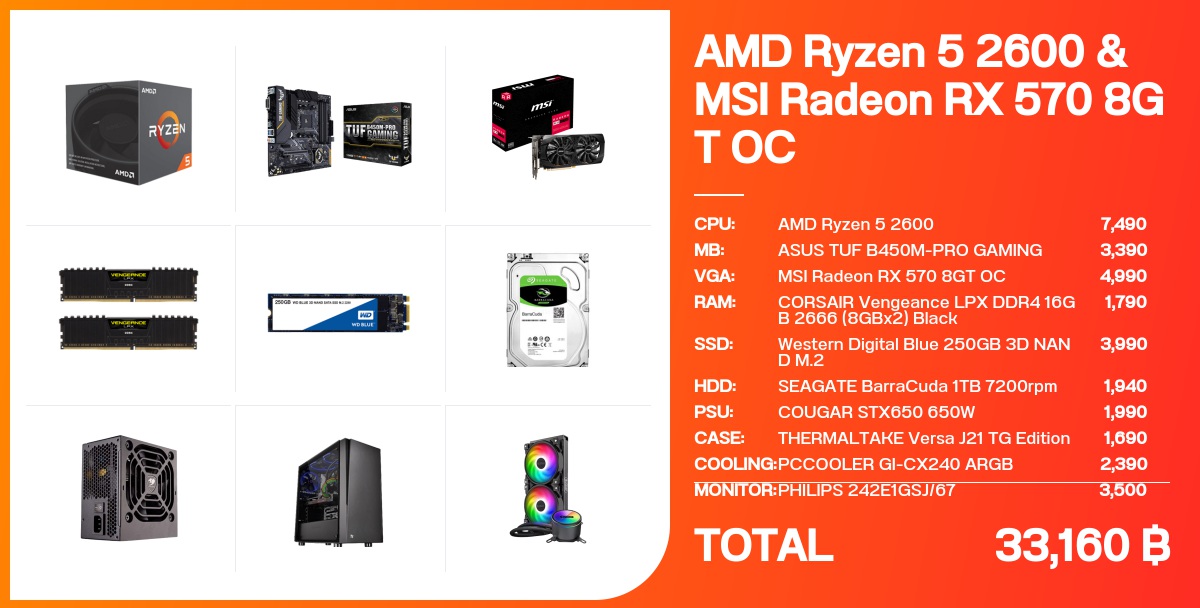 AMD Ryzen 5 2600 & MSI Radeon RX 570 8GT OC - จัดสเปค - Notebookspec