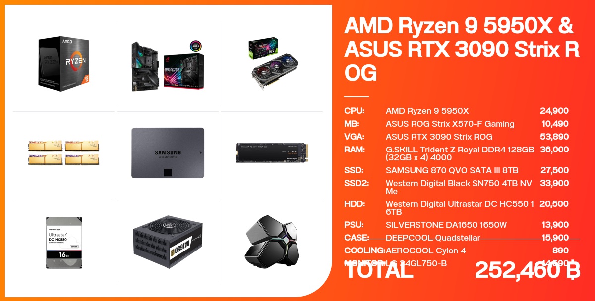 AMD Ryzen 9 5950X & ASUS RTX 3090 Strix ROG - จัดสเปค - Notebookspec