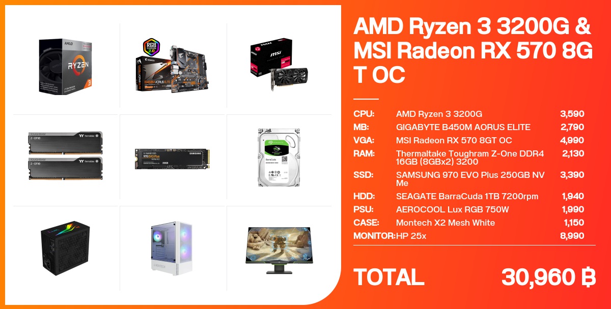 AMD Ryzen 3 3200G & MSI Radeon RX 570 8GT OC - จัดสเปค - Notebookspec