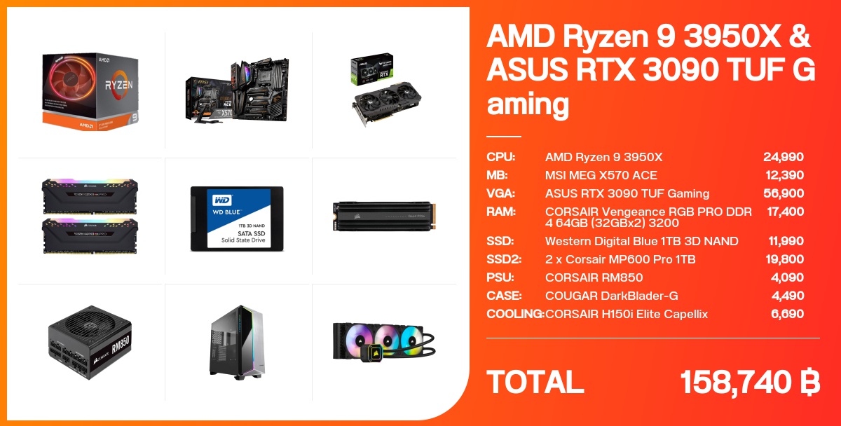 AMD Ryzen 9 3950X & ASUS RTX 3090 TUF Gaming - จัดสเปค - Notebookspec