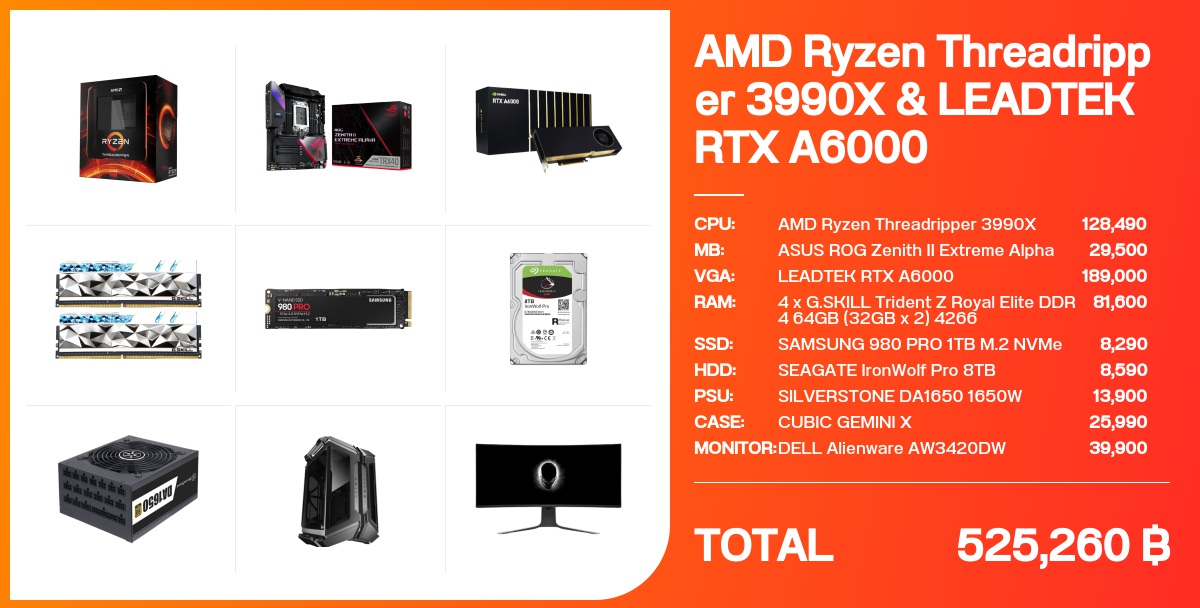 AMD Ryzen Threadripper 3990X & LEADTEK RTX A6000 - จัดสเปค - Notebookspec