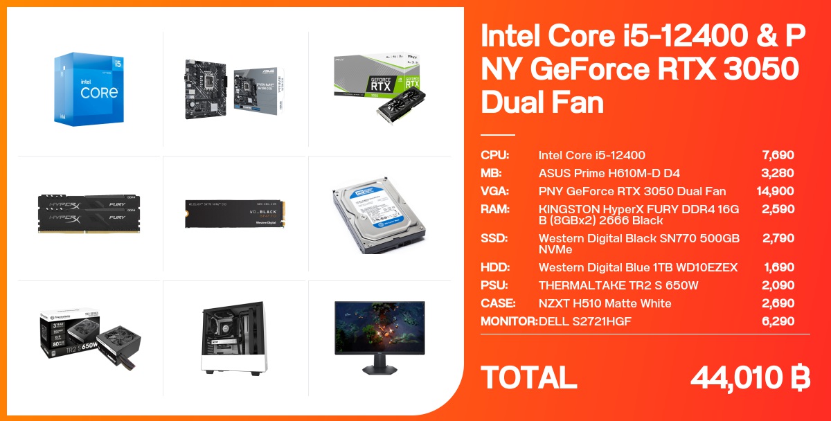 Intel Core i5-12400 & PNY GeForce RTX 3050 Dual Fan - จัดสเปค ...