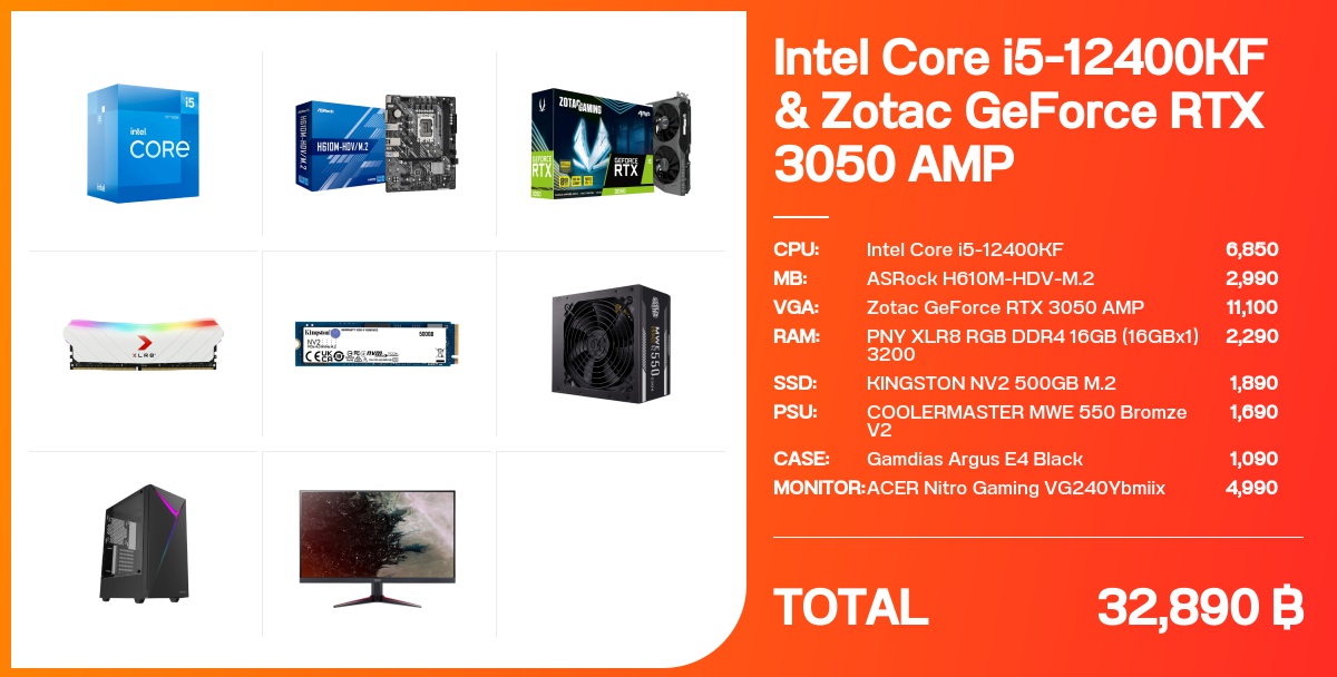 Intel Core i5-12400KF & Zotac GeForce RTX 3050 AMP - จัดสเปค - Notebookspec