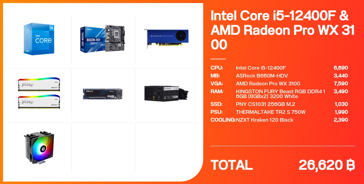 Intel Core i5-12400F & AMD Radeon Pro WX 3100 - จัดสเปค - Notebookspec