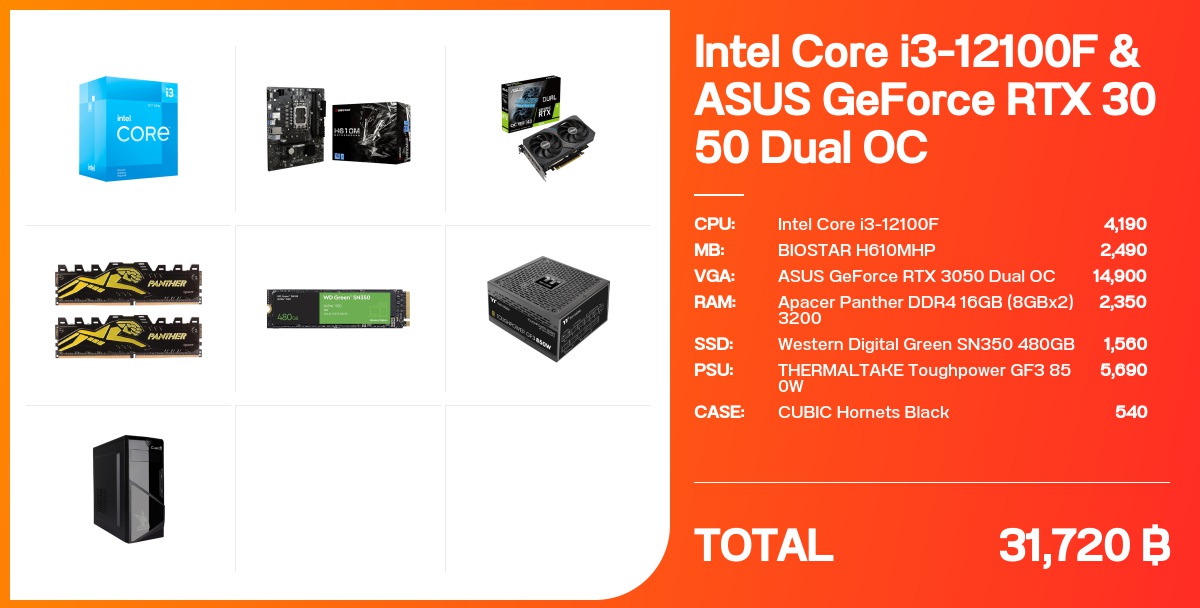 Intel Core i3-12100F & ASUS GeForce RTX 3050 Dual OC - จัดสเปค ...