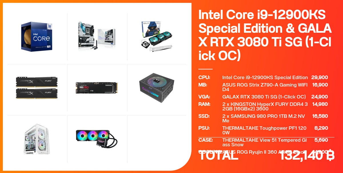 Intel Core i9-12900KS Special Edition & GALAX RTX 3080 Ti SG (1-Click OC) - จัดสเปค - Notebookspec