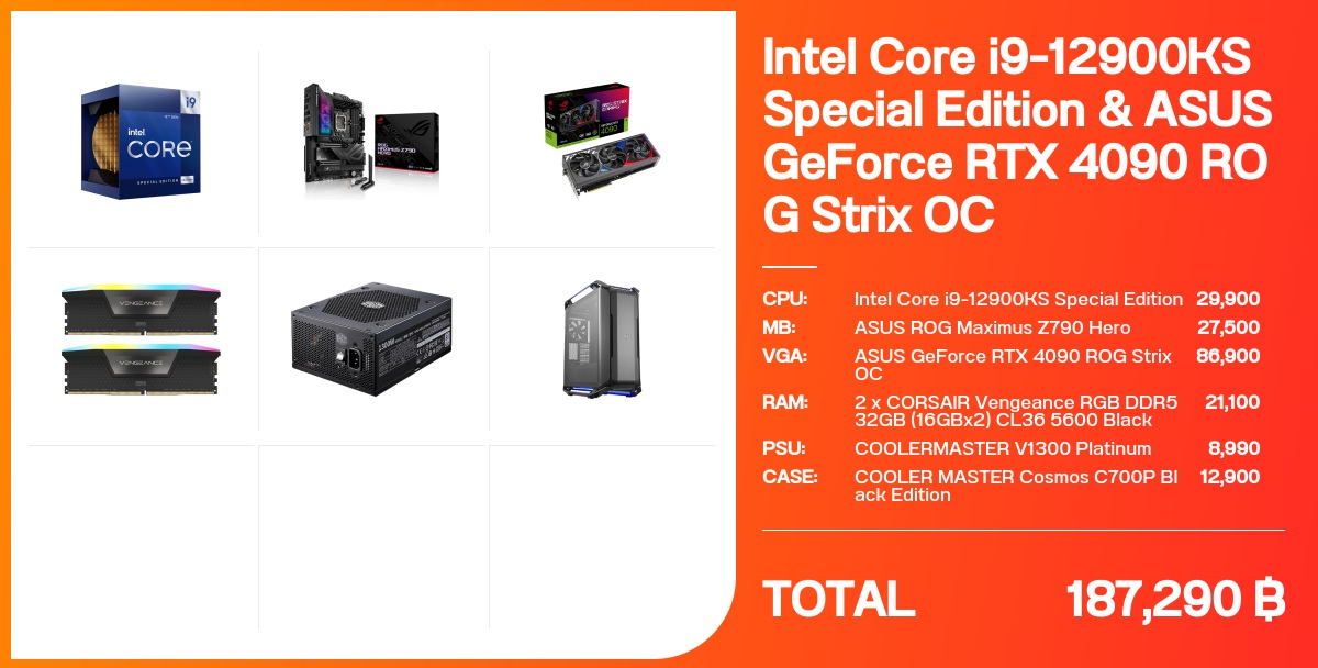 Intel Core i9-12900KS Special Edition & ASUS GeForce RTX 4090 ROG Strix OC - จัดสเปค - Notebookspec