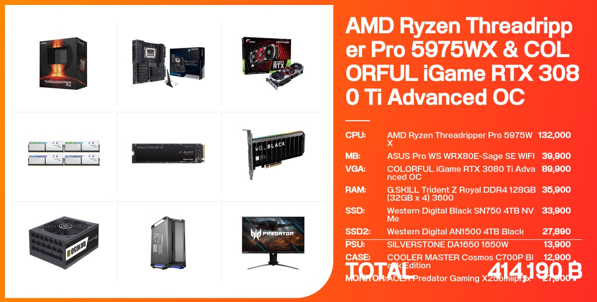 AMD Ryzen Threadripper Pro 5975WX & COLORFUL iGame RTX 3080 Ti Advanced ...