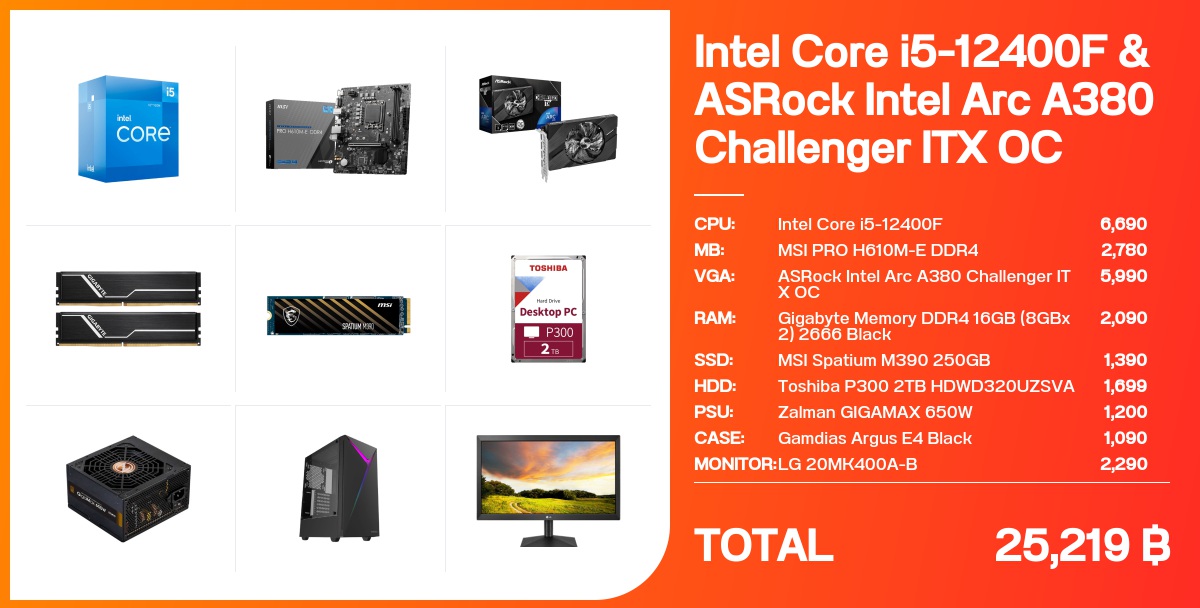 Intel Core i5-12400F & ASRock Intel Arc A380 Challenger ITX OC - จัดสเปค - Notebookspec
